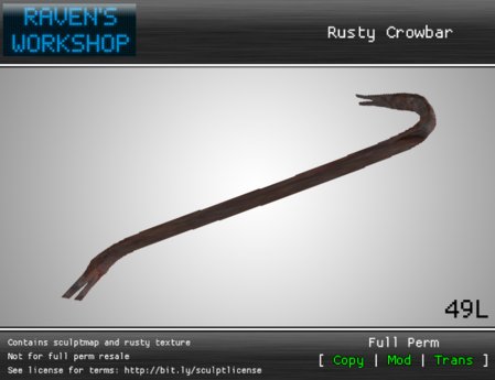Second Life Marketplace - [RW] Rusty Crowbar [ Full Perm ]